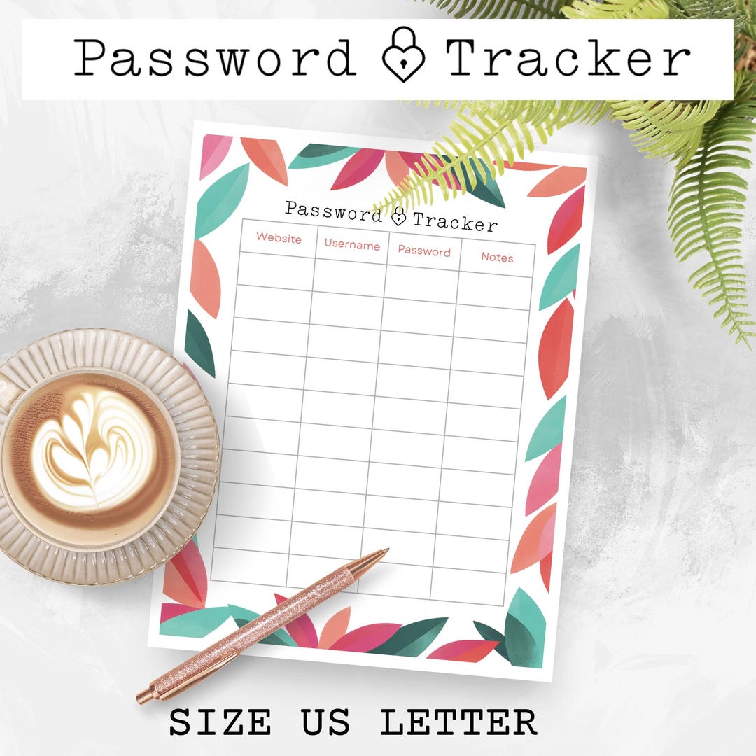 Password Tracker Printable - Etsy