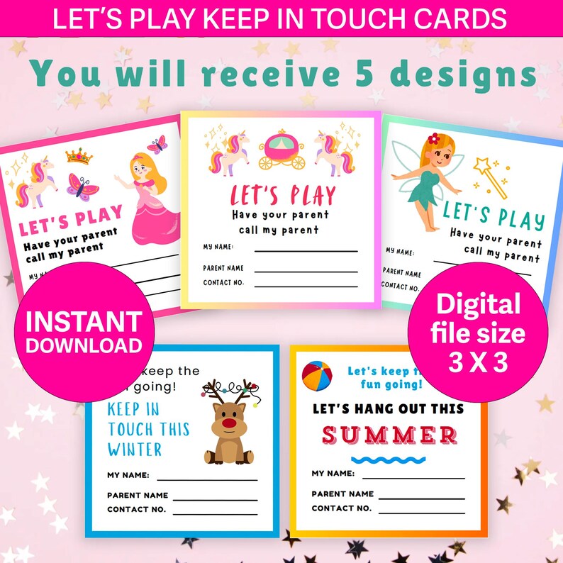 Printable Let's Play Kids Playdate Calling Cards - Etsy