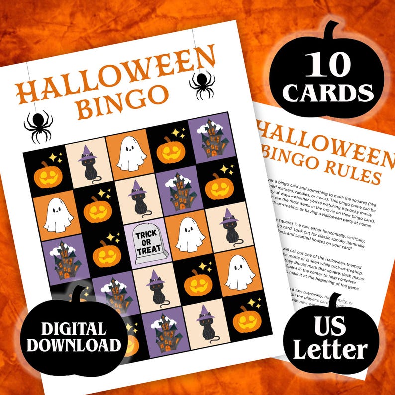 10 Halloween Bingo Cards | Fun Halloween Games | Printable Bingo Game ...
