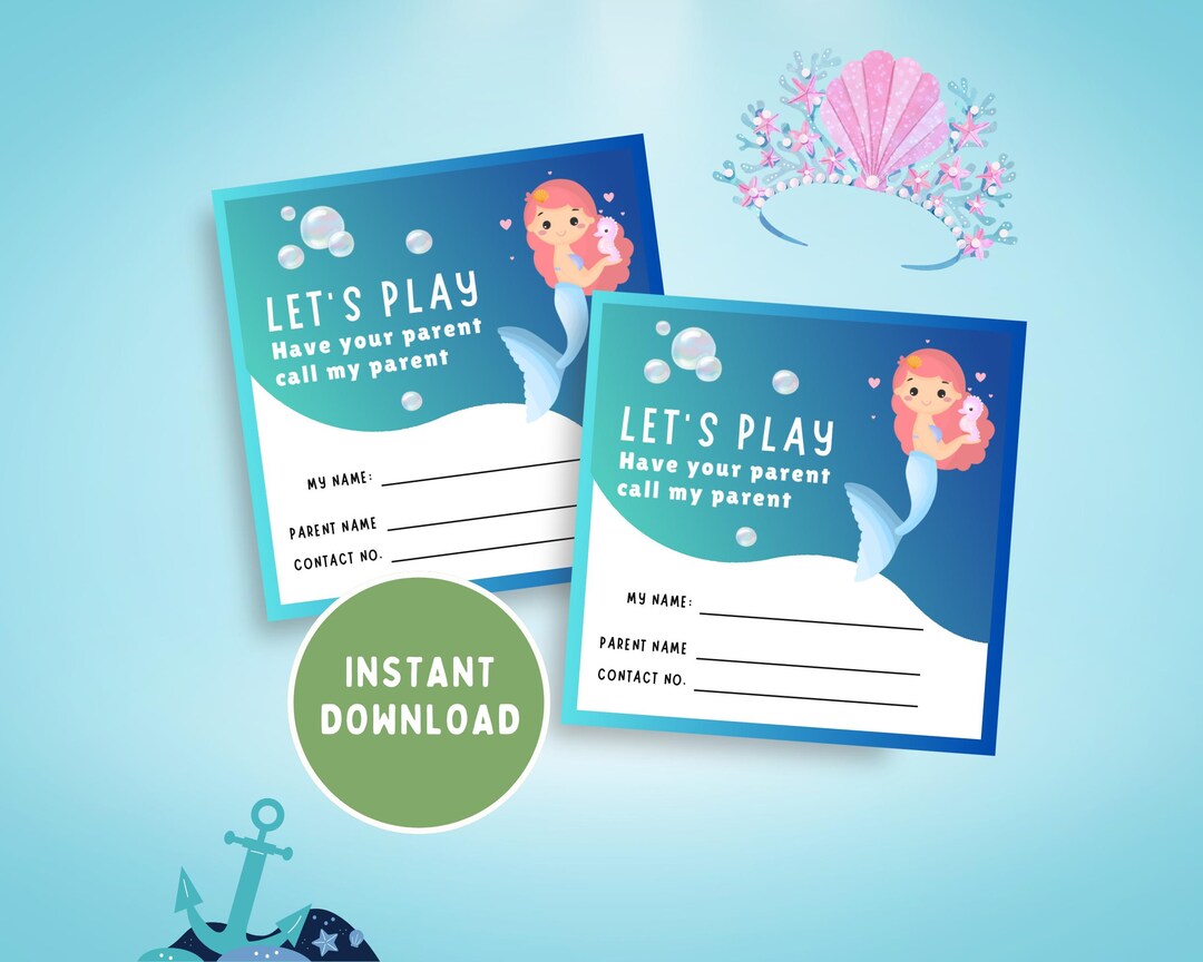 US Letter Size | Printable Mermaid Let's Play Kids Playdate Calling ...