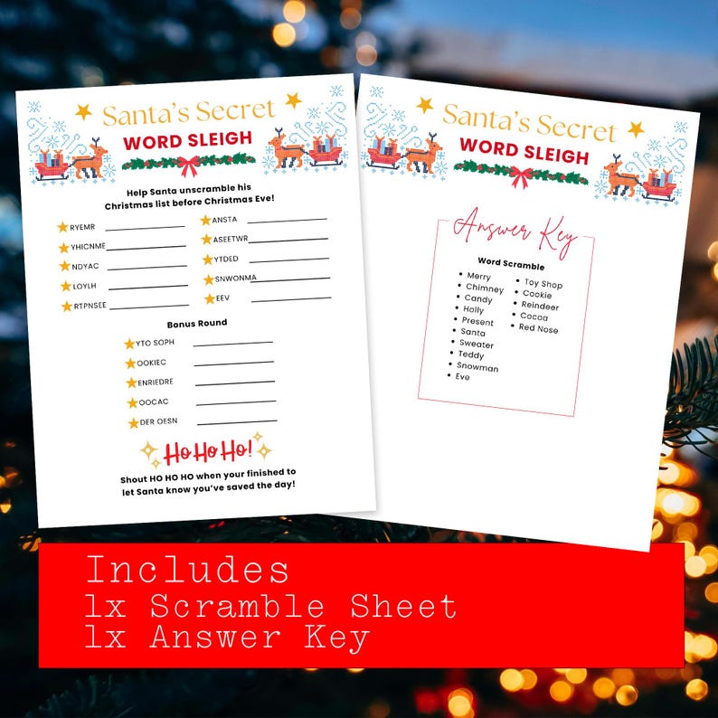 Santa's Secret Word Scramble - Printable PDF - Etsy