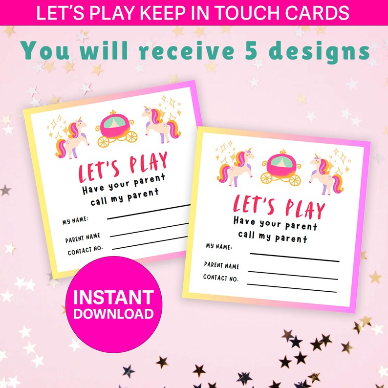 Printable Let's Play Kids Playdate Calling Cards - Etsy