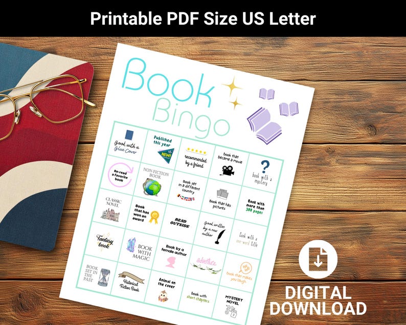 Book Bingo Card: Printable Reading Challenge (digital Download) - Etsy