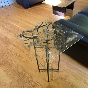 Mixed-media Square Glass Table Top Reclaimed Content stand Not Included ...