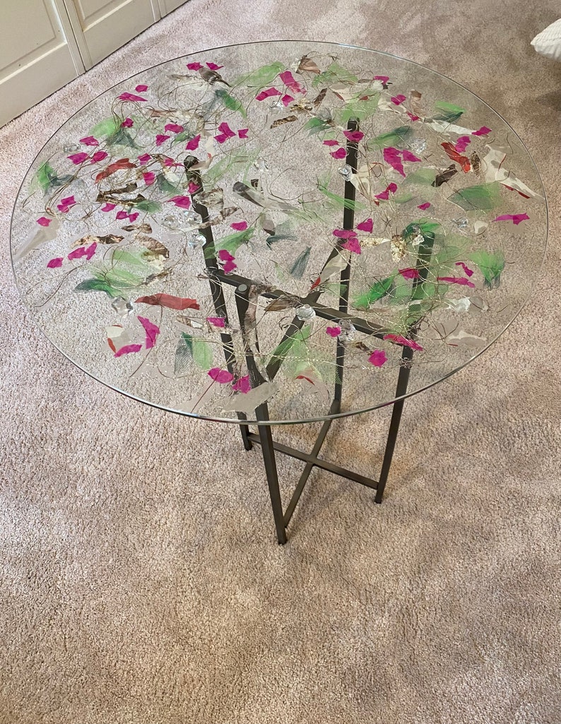 Mixed-media Round or Square Glass Table Top; Reclaimed Content - Etsy