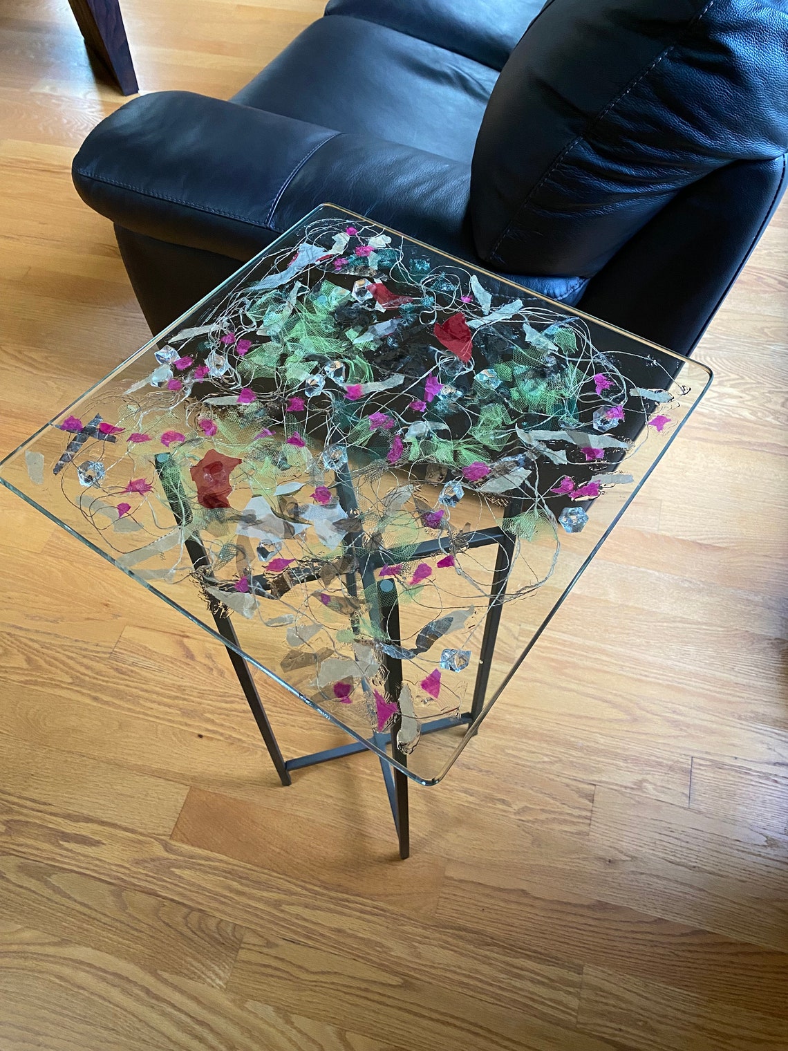 Mixed-media Round or Square Glass Table Top; Reclaimed Content - Etsy