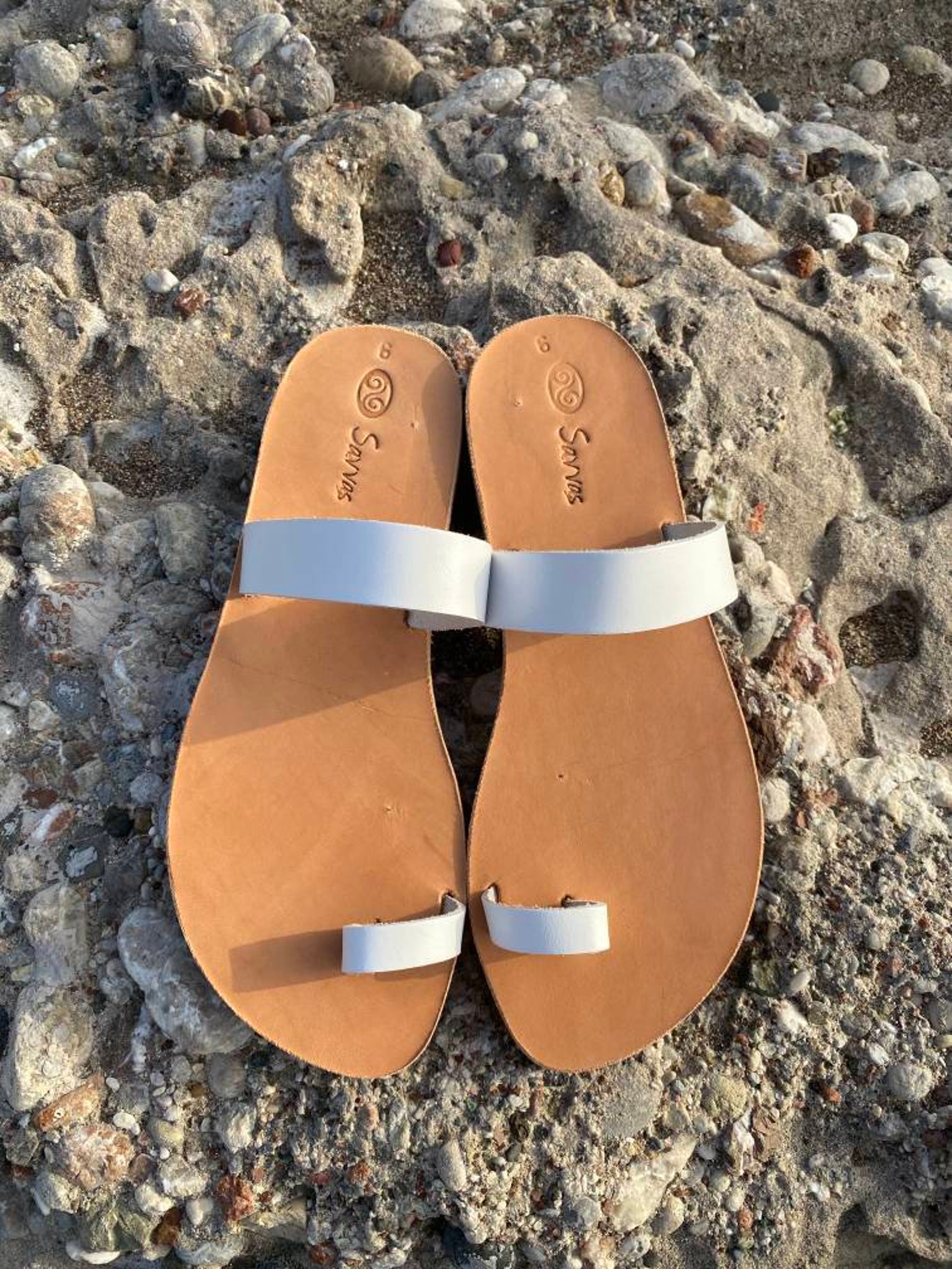 Handmade White Leather Toe Ring Sandals: Bohemian Chic - Etsy UK