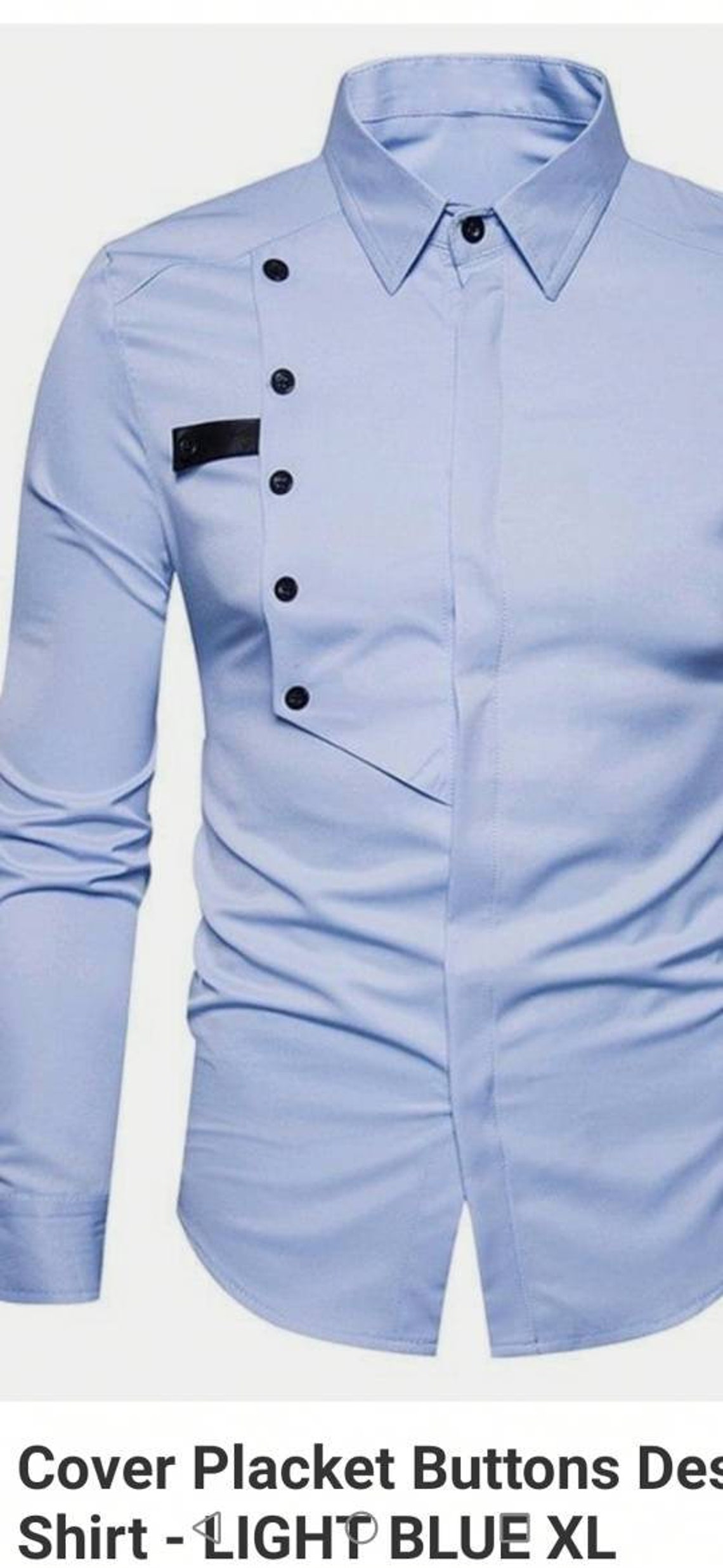 Light Blue Cover Placket Button Design Shirt - Etsy