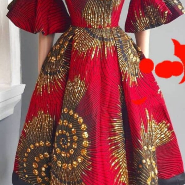 Red African Dress - Etsy UK