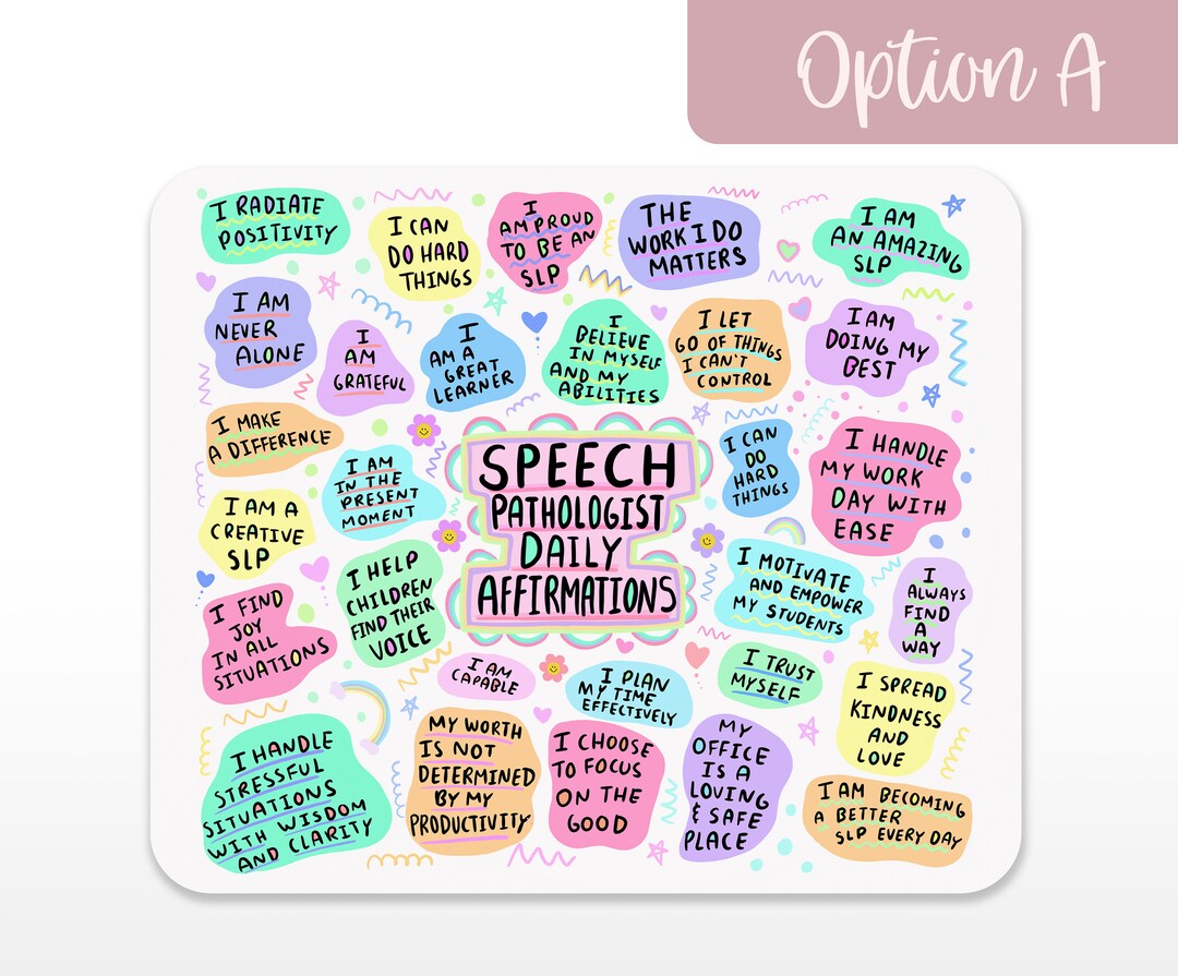 Speech Pathologist Daily Affirmations, Personalized Mouse Pad, Office ...