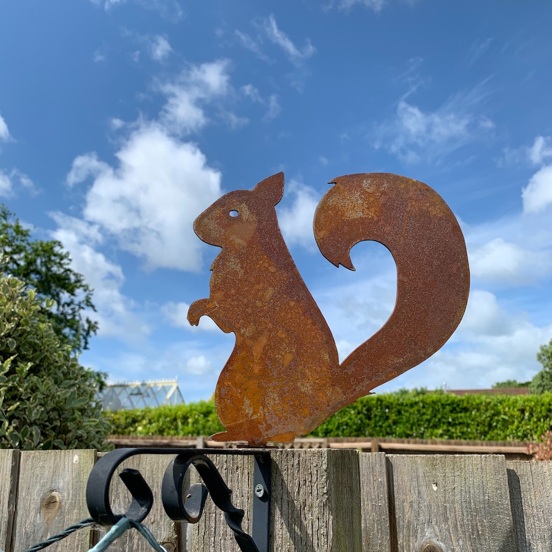 Rusty Squirrel Garden Decor Garden Metal Garden Ornament Garden ...