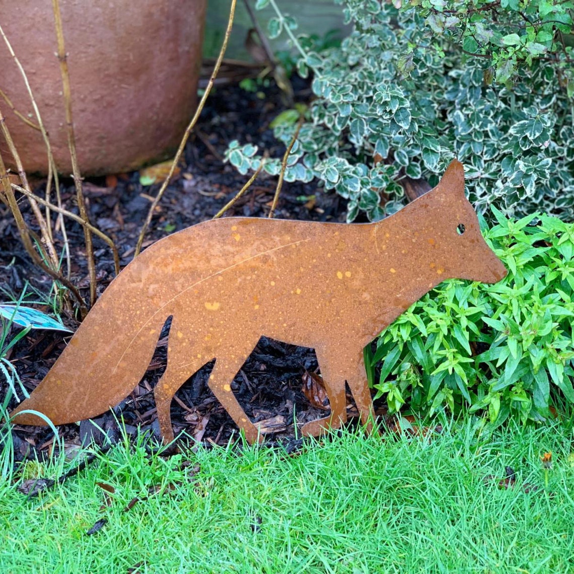 Rusty Fox Metal Gift Metal Decor Garden Ornament Gift | Etsy