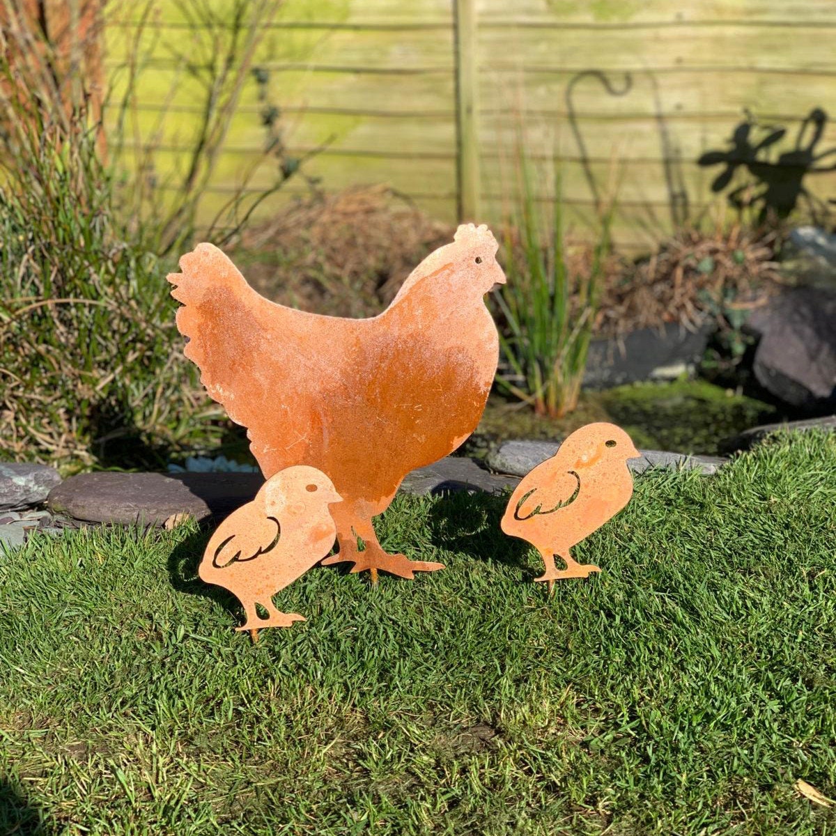 Rusty Chicken and Chicks Rusty Bird Garden Decor Metal - Etsy UK
