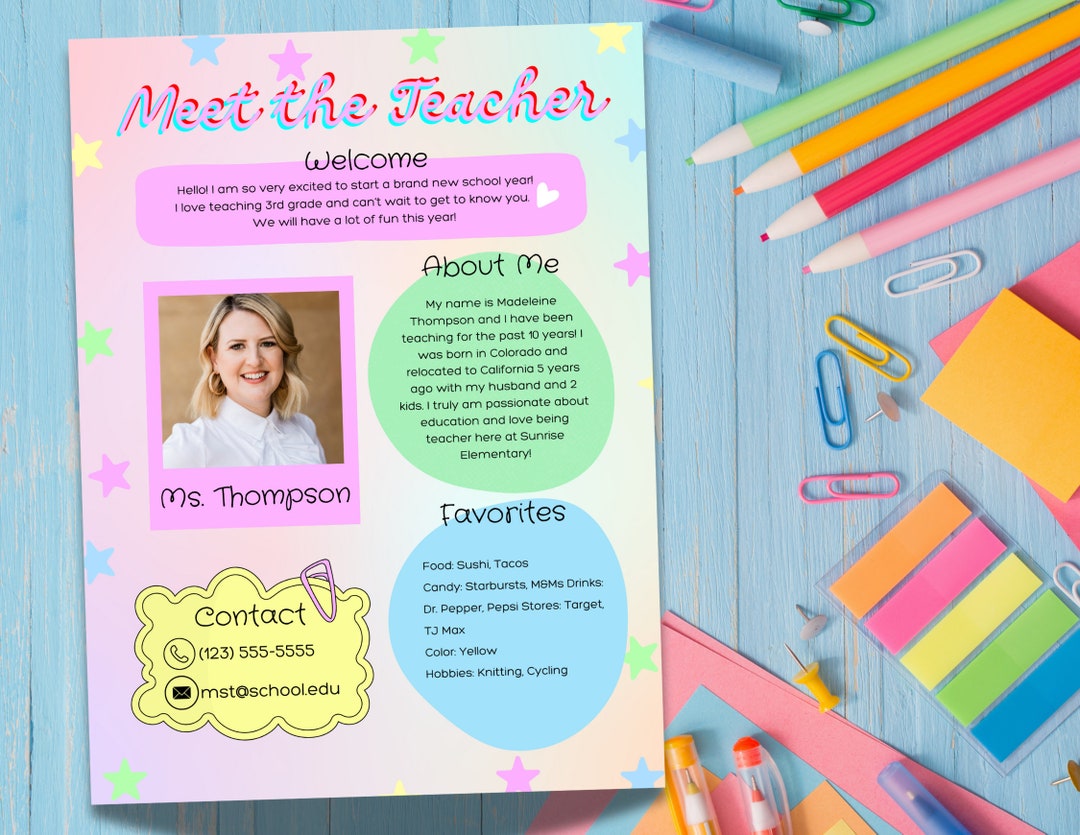 Retro Pastel Meet the Teacher Template Printable Meet the Teacher ...