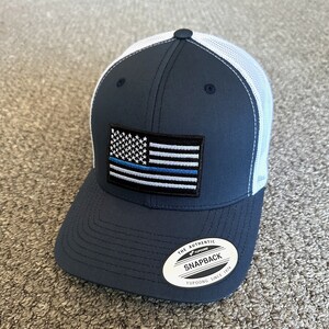 Police Thin Blue Line US Flag Hat Trucker Mesh Cap Individually ...