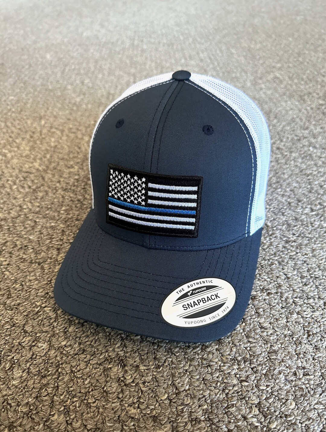 Police Thin Blue Line US Flag Hat Trucker Mesh Cap Individually ...