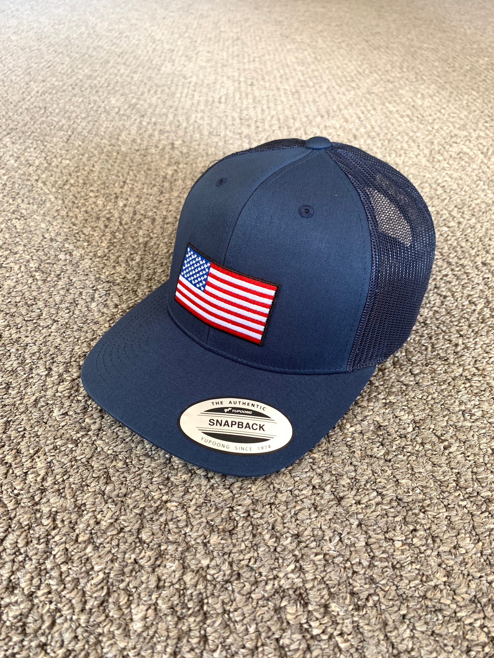 US American Flag Hat Trucker Mesh Snapback Cap Individually Handcrafted ...