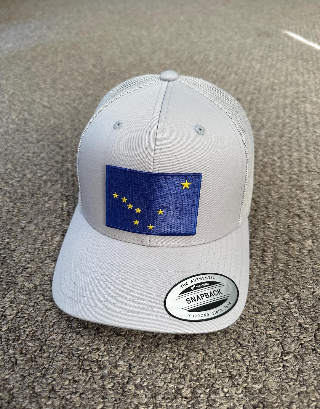 Alaska Flag Hat Trucker Mesh Snapback Cap Individually Handcrafted in ...