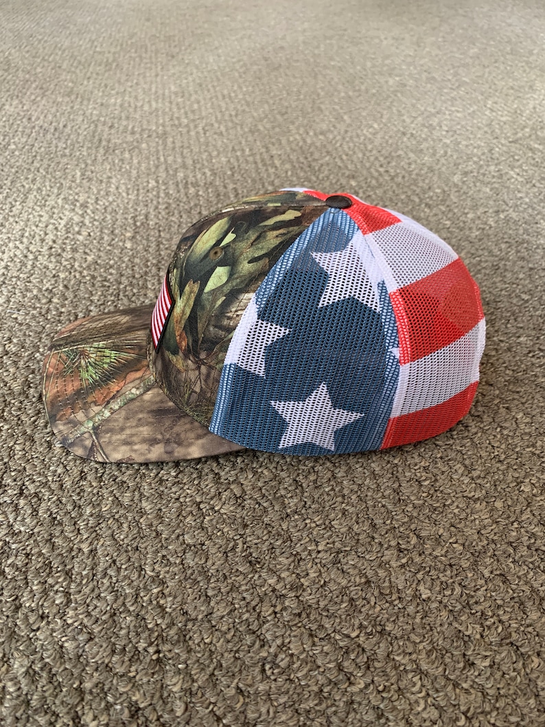 US Flag Camo Hat American Trucker Mesh Snapback Cap Individually ...
