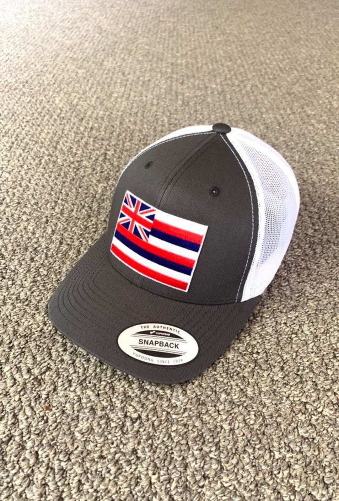 State of HAWAII Flag Hat Snapback American Trucker Mesh Cap Hancrafted ...