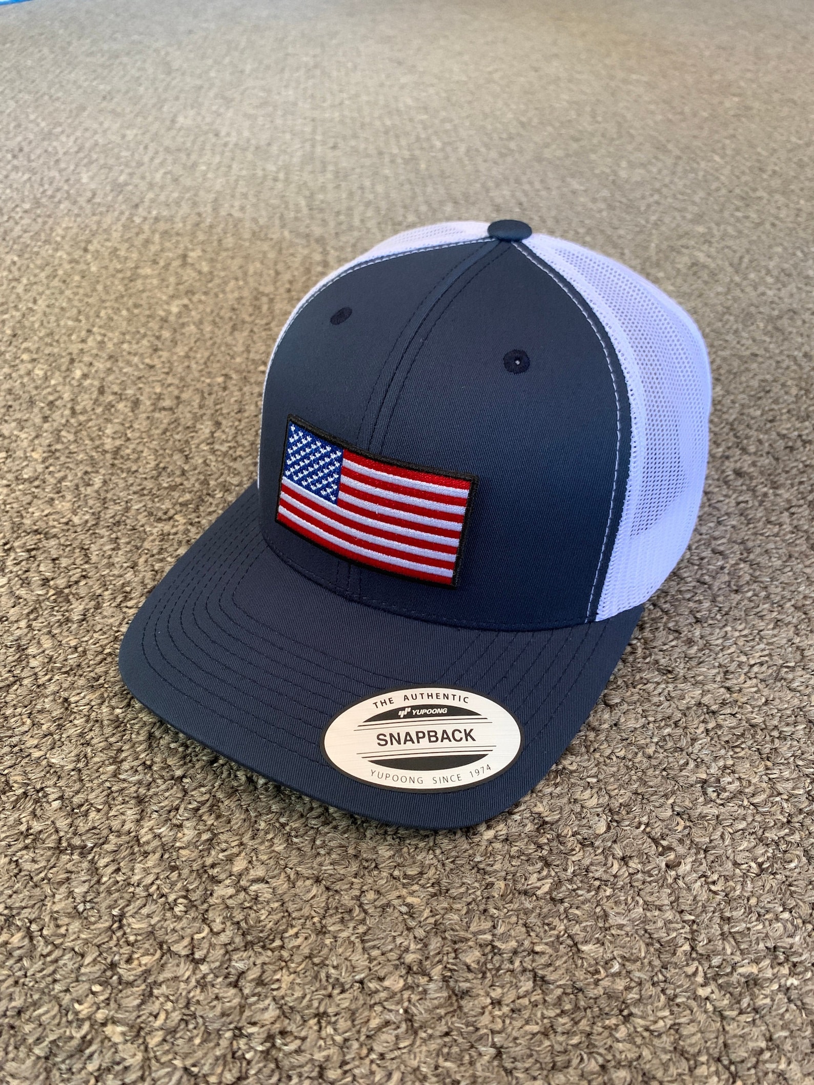 US American Flag Hat Trucker Mesh Snapback Cap Individually Handcrafted ...