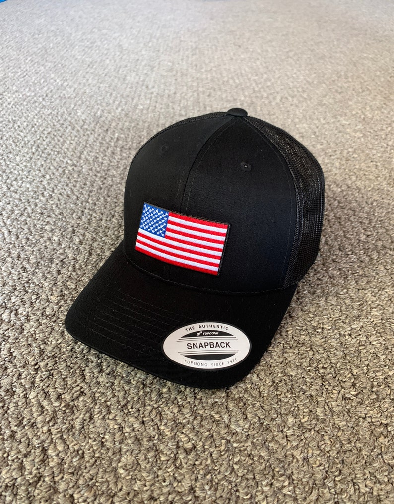 US American Flag Trucker Hat USA Mesh Snapback Cap Individually ...