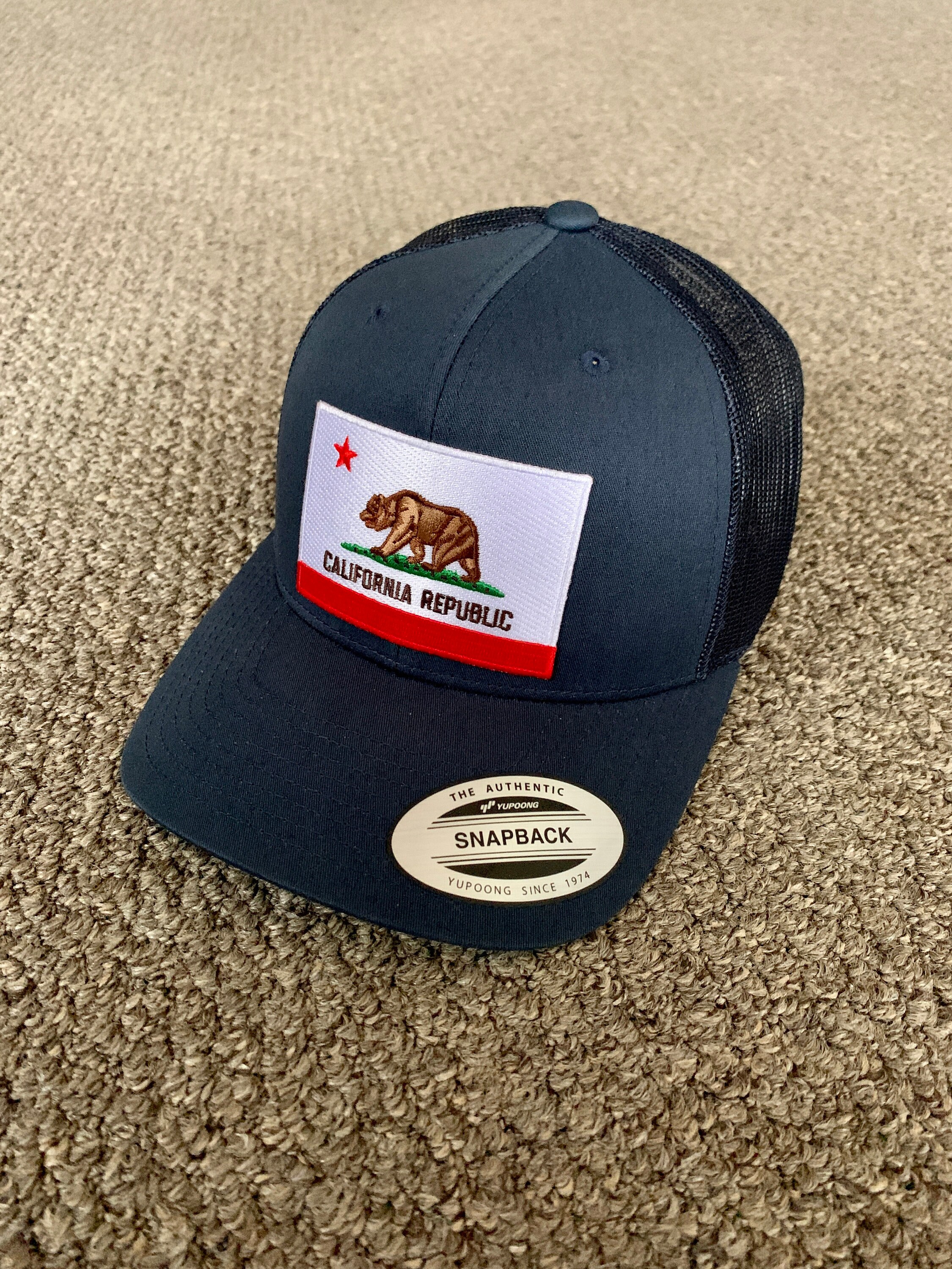 State of CALIFORNIA Flag Hat Snapback American Trucker Mesh | Etsy