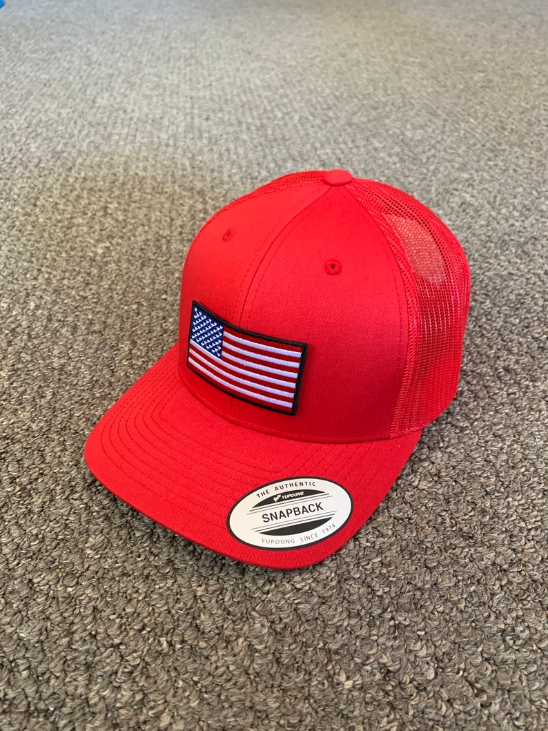 US American Flag Trucker Hat USA Mesh Snapback Cap Individually ...