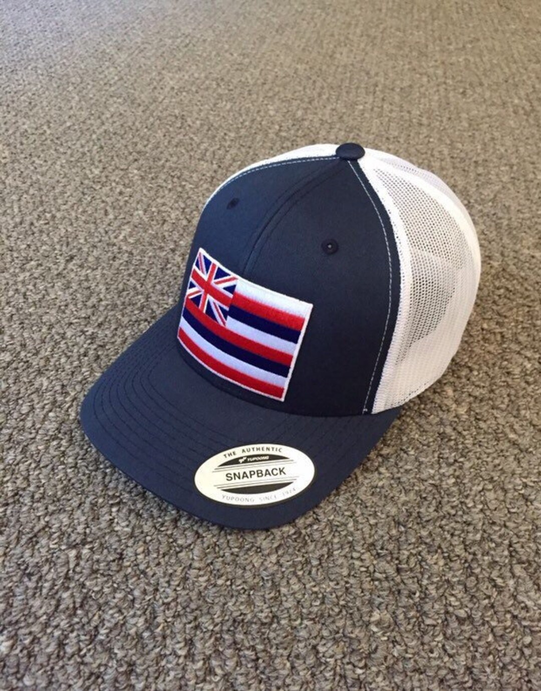 State of HAWAII Flag Hat Snapback American Trucker Mesh Cap Hancrafted ...