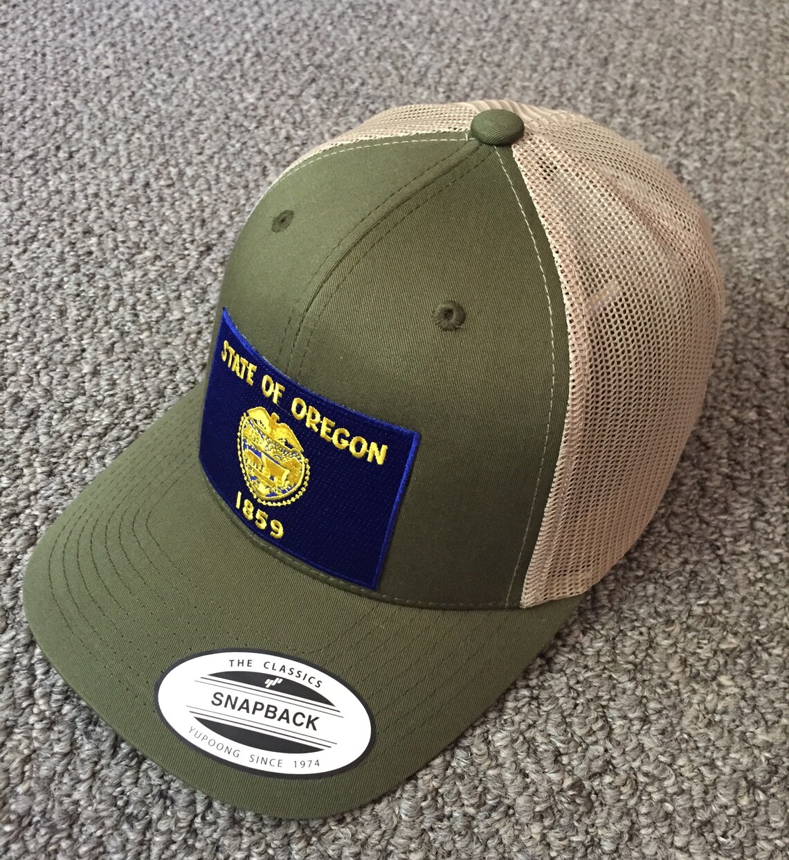 State of OREGON Flag Hat SnapBack American Trucker Mesh Cap | Etsy