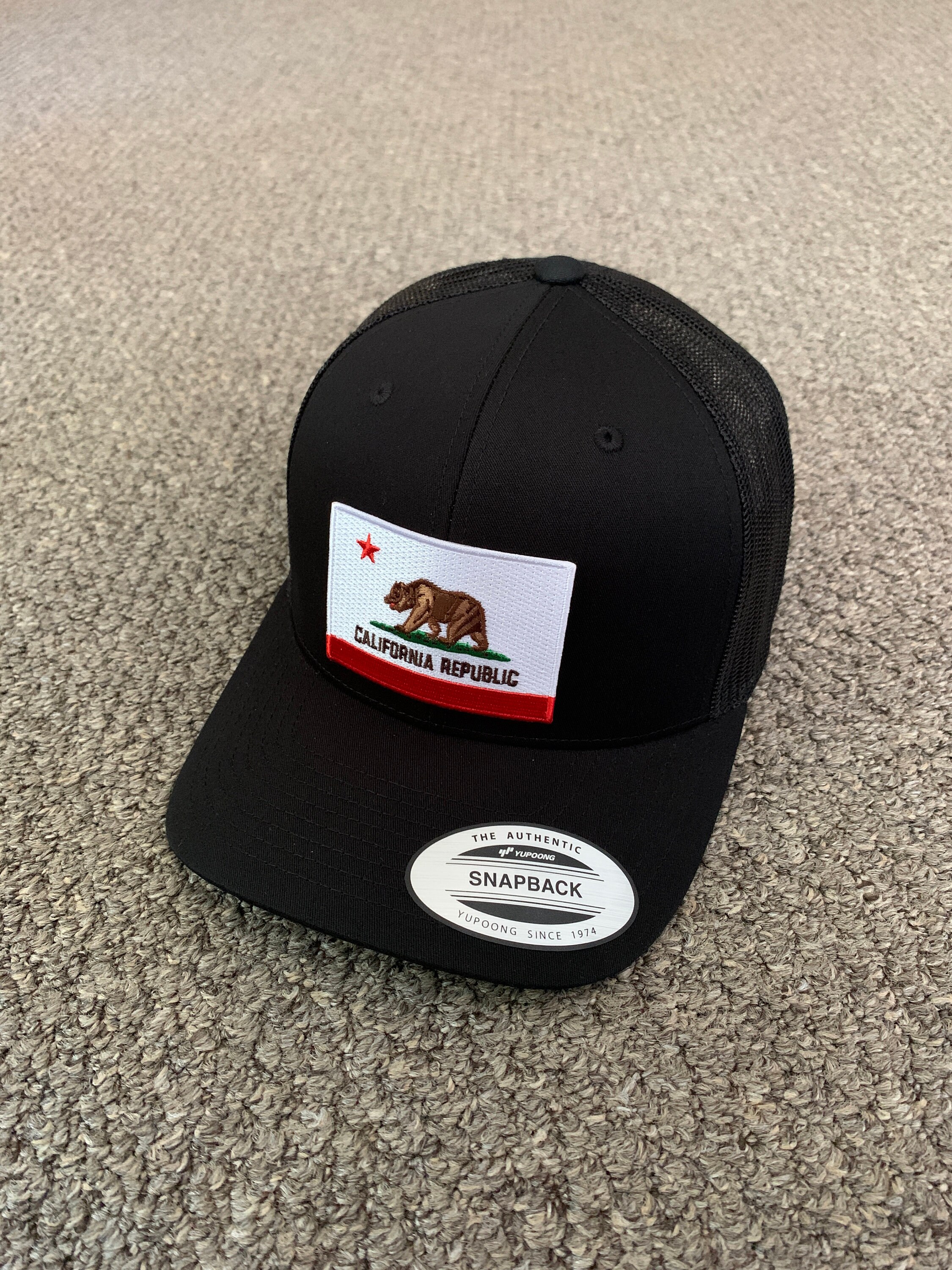 State of CALIFORNIA Flag Hat Snapback American Trucker Mesh Cap ...