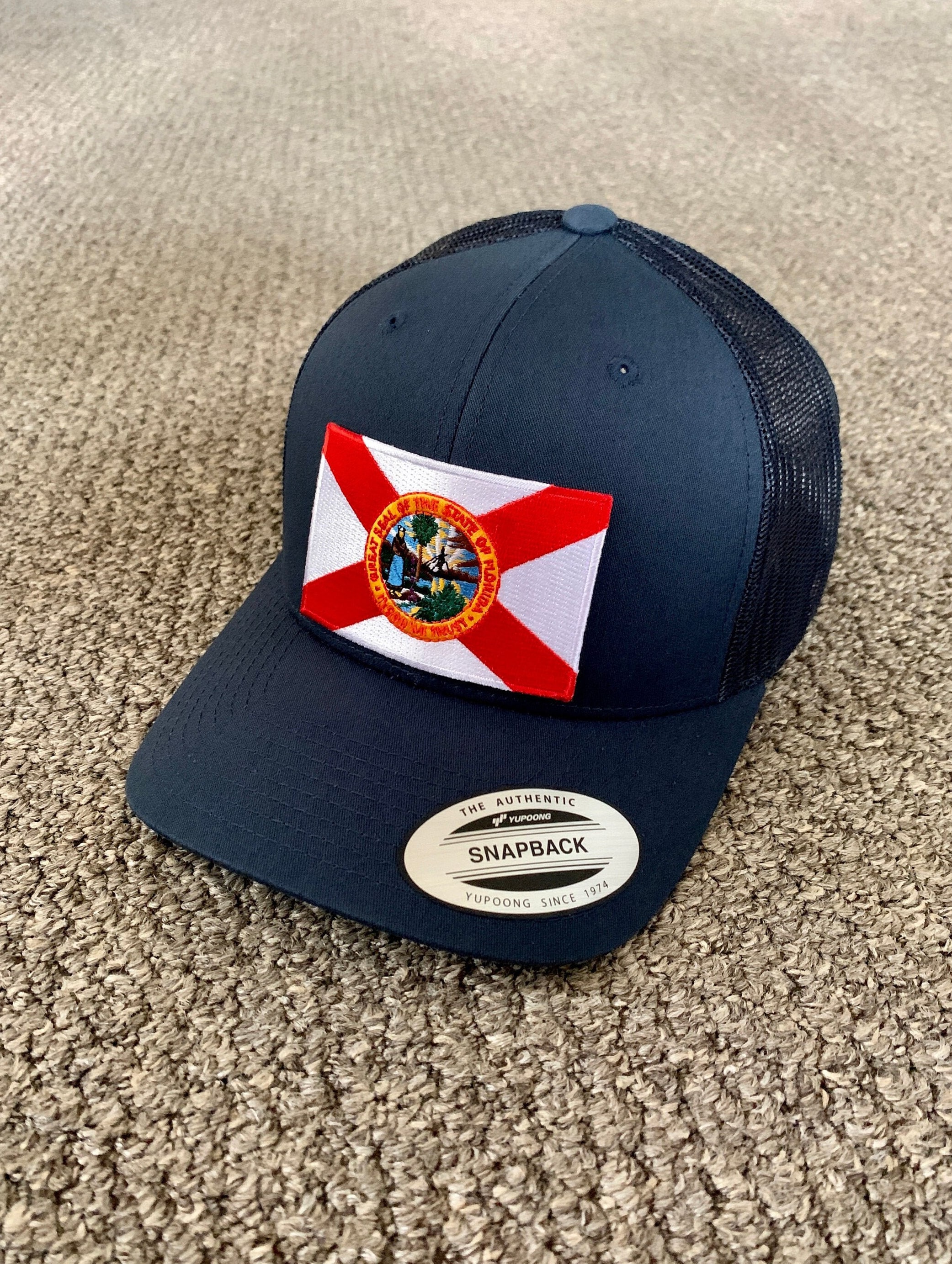 FLORIDA Flag Hat Snapback American Trucker Mesh Cap - Etsy