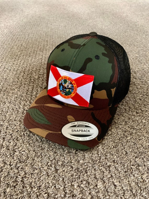 State of FLORIDA Flag Hat Camo Trucker Snapback Mesh Cap - Etsy