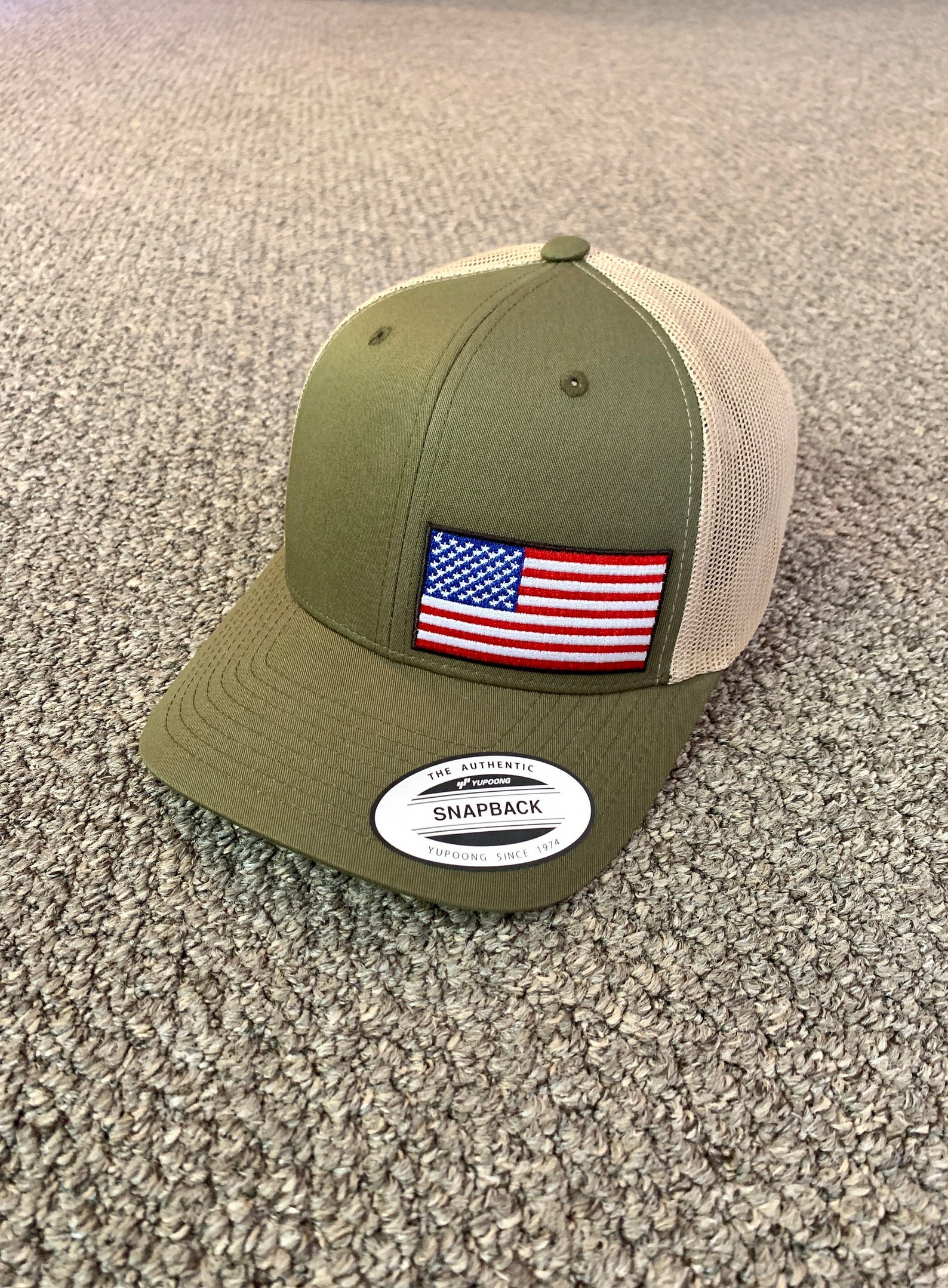 US Flag Hat American Trucker Mesh Snapback Cap Handcrafted in Florida ...