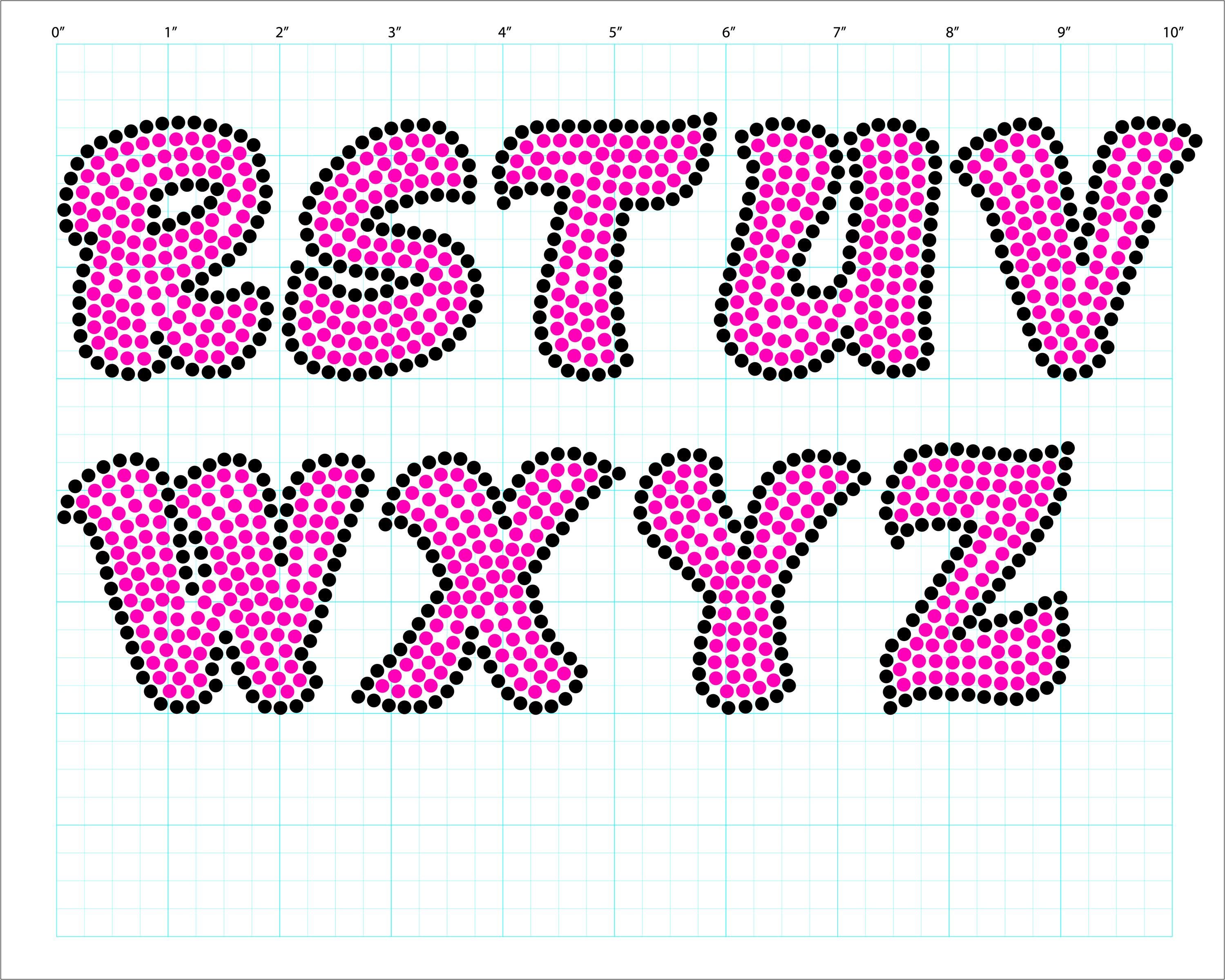 Typeable Rhinestone Font: Single Size, Double Color Brush Style ...