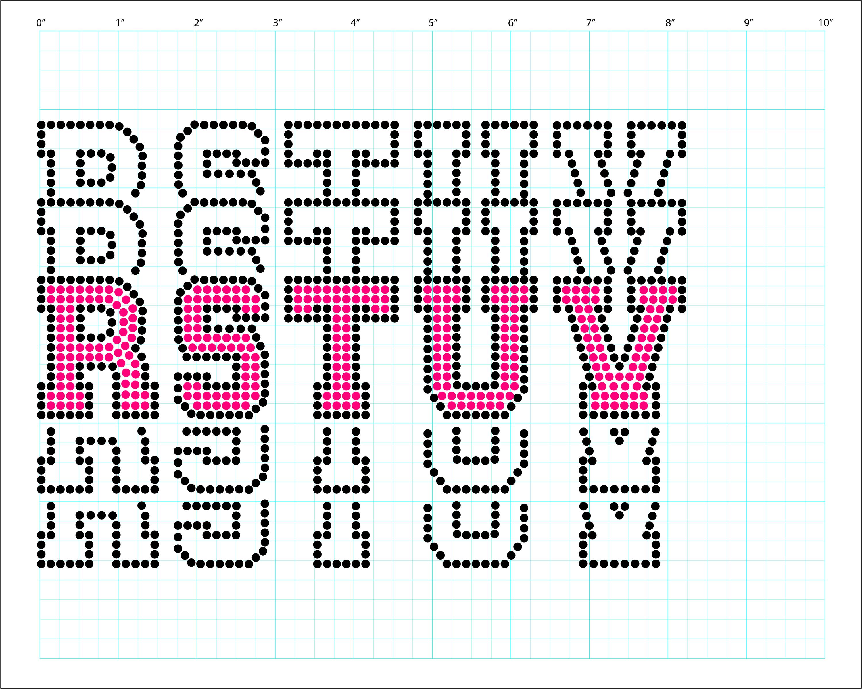 Typeable Rhinestone Font: Stacked Alphabet Template (2 Color, Single ...