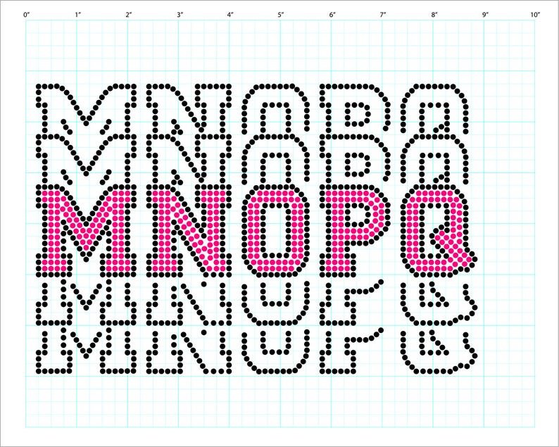 Typeable Rhinestone Font: Stacked Alphabet Template (2 Color, Single ...