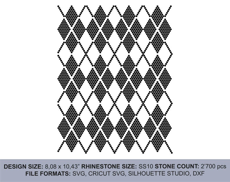Argyle Rhinestone Template: Repeatable Pattern SVG, DXF (digital ...