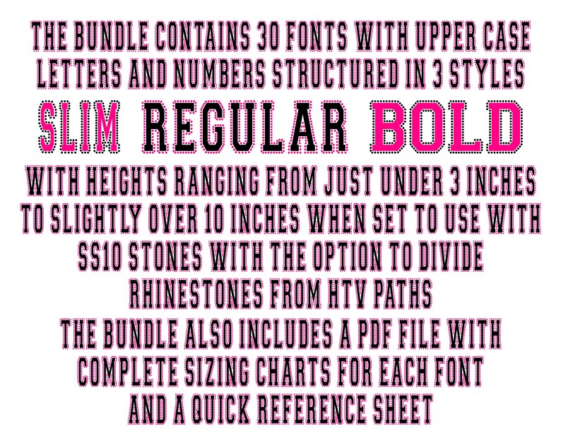 30 Typeable Rhinestone & HTV Font Bundle | OTF, Varsity, Sport (digital ...