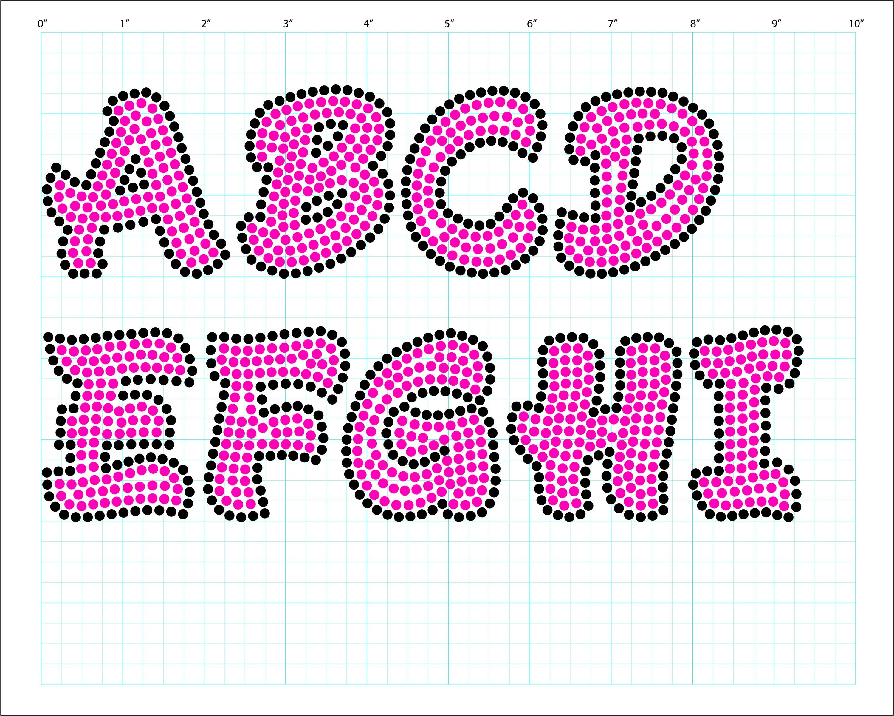 Typeable Rhinestone Font: Single Size, Double Color Brush Style ...