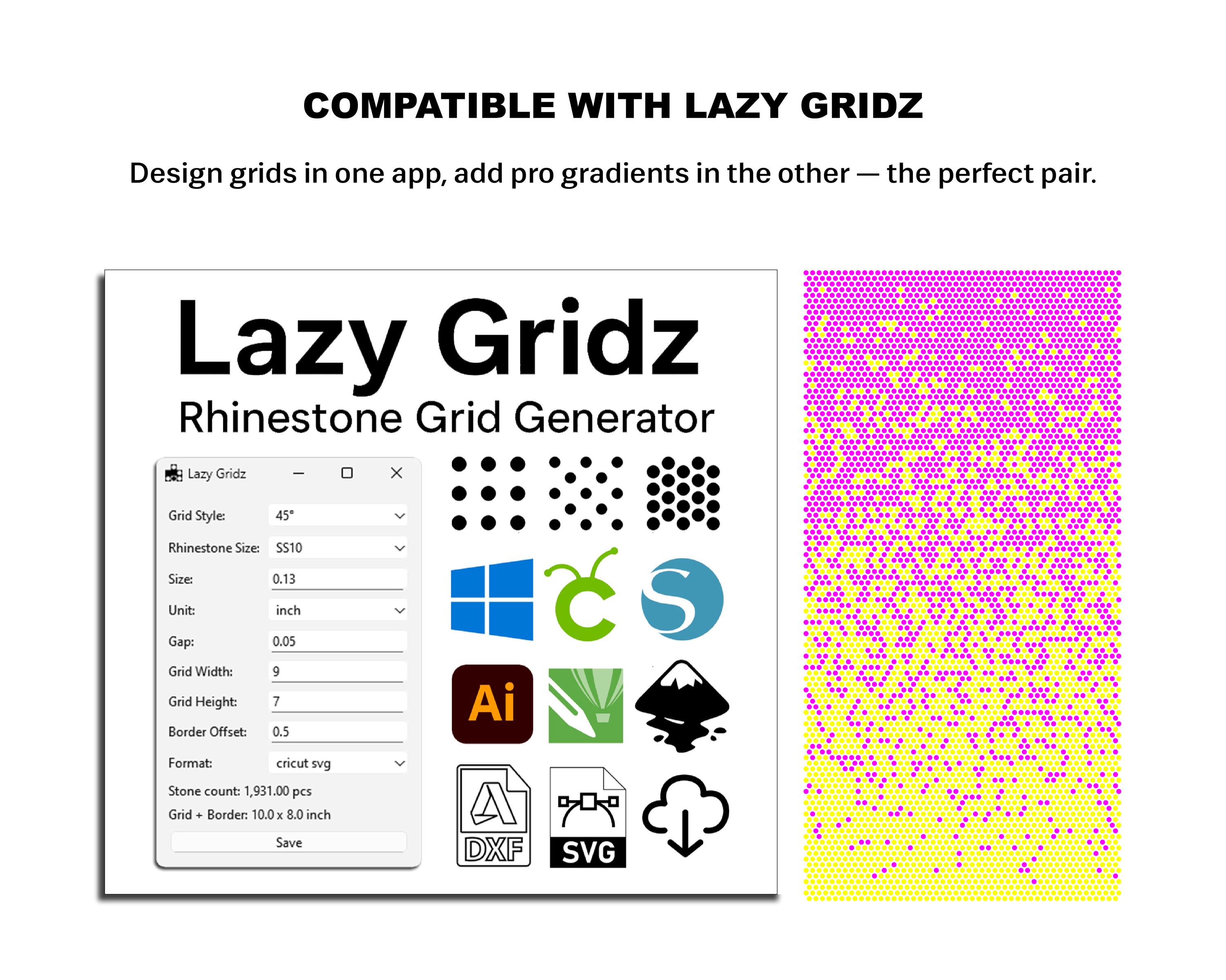 Rhinestone Gradient Design App: SVG Editor - Cricut & Silhouette ...