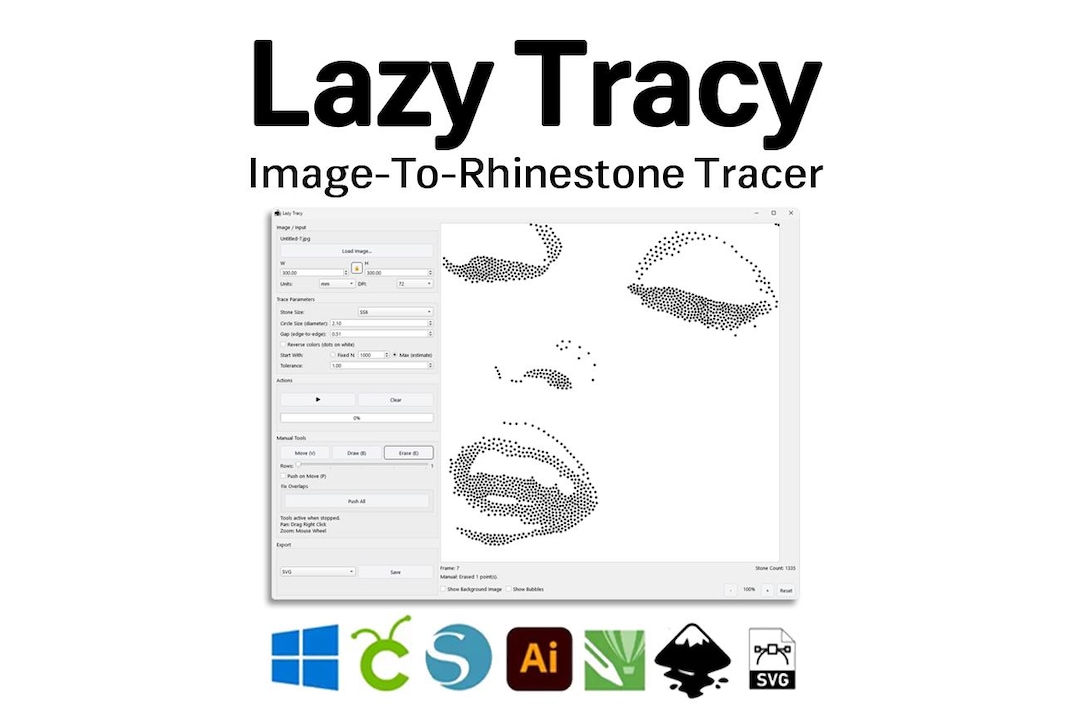 Image to Rhinestone Tracer App: SVG Generator - Cricut & Silhouette ...