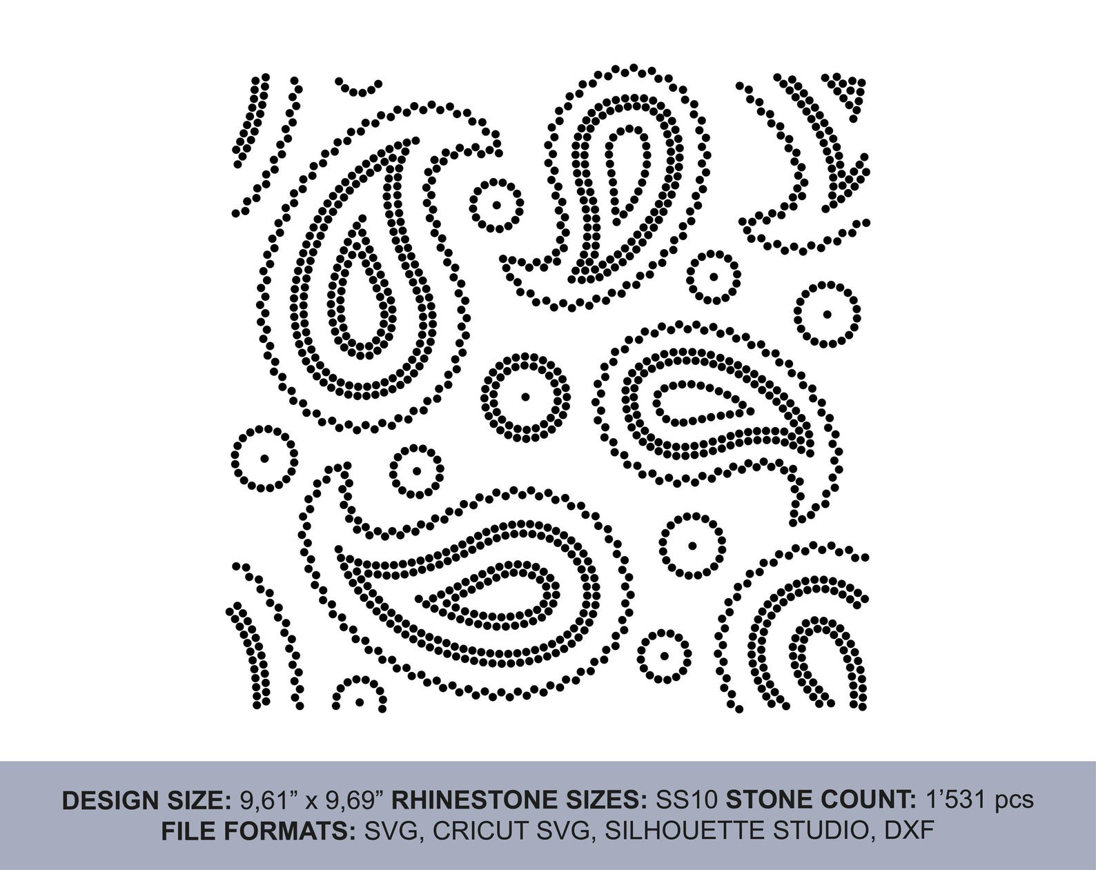 Paisley Rhinestone Template: Bandana Design SVG, DXF (digital Download ...