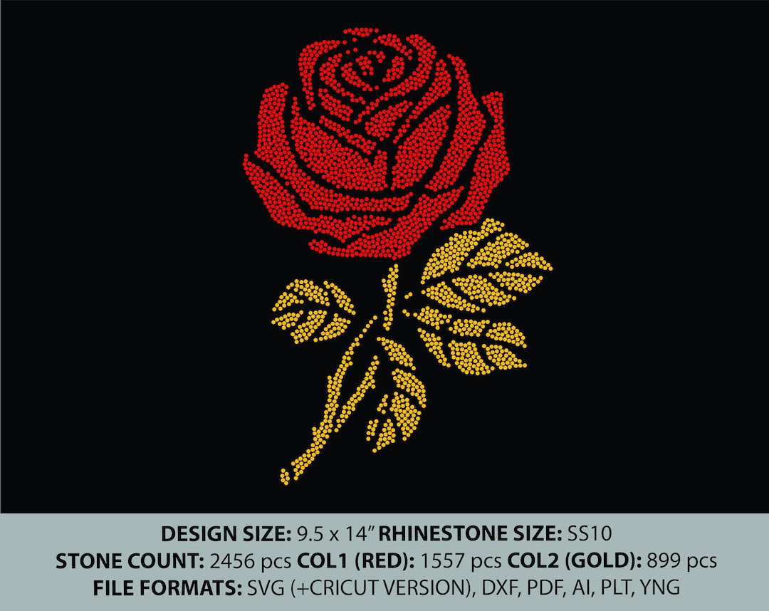 Red & Gold Rhinestone Rose SVG: SS10 Template (digital Download) - Etsy