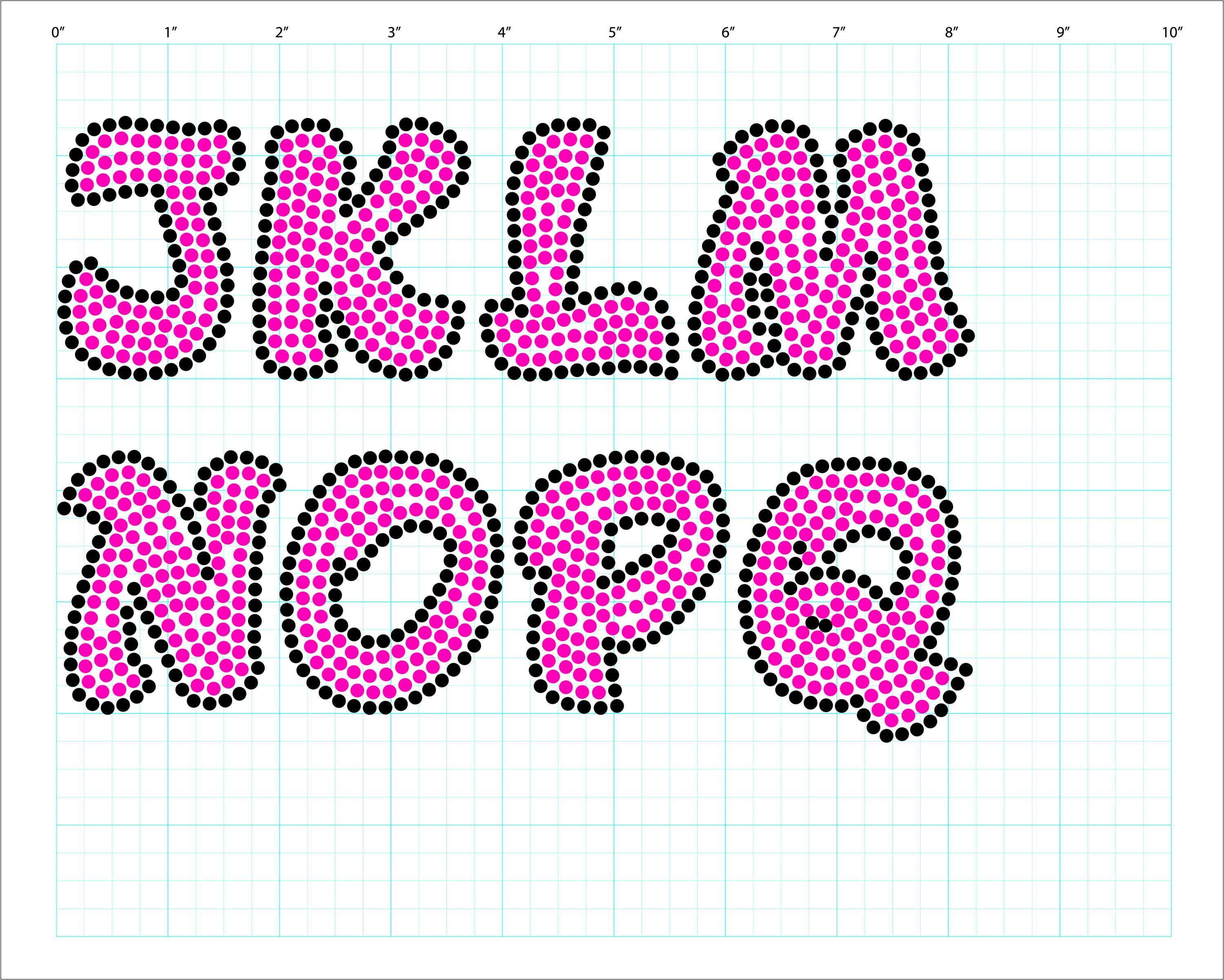 Typeable Rhinestone Font: Single Size, Double Color Brush Style ...