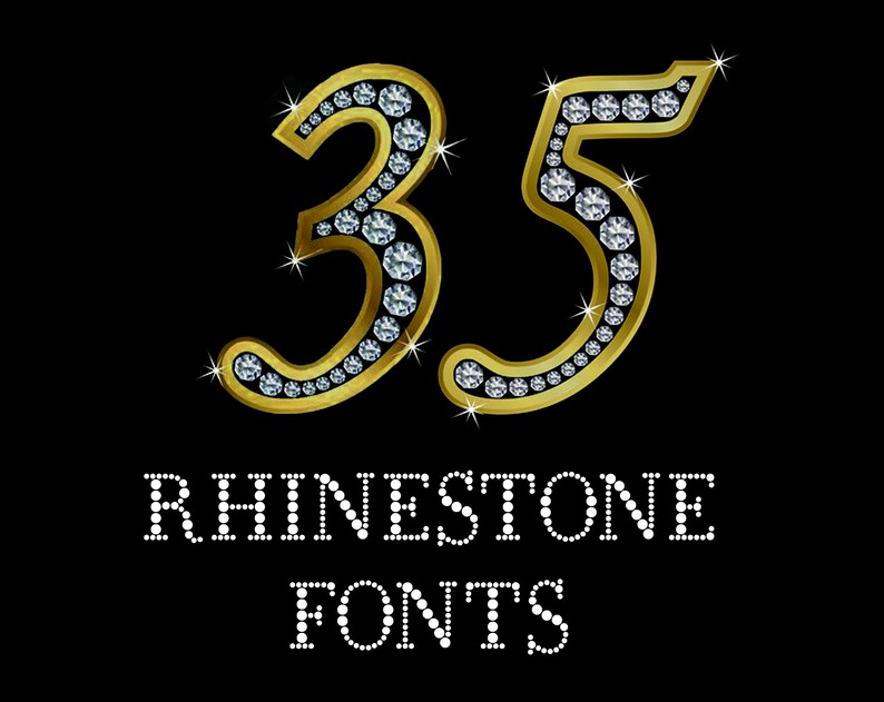 35x Typeable Rhinestone Font Bundle // Rhinestone Download // - Etsy