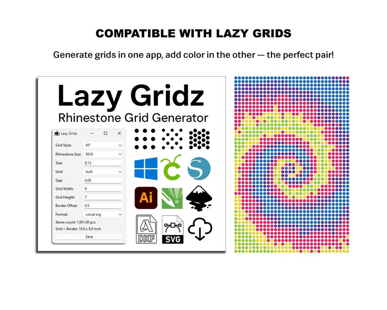 Image to Rhinestone Colorizer App: SVG Editor - Cricut & Silhouette ...