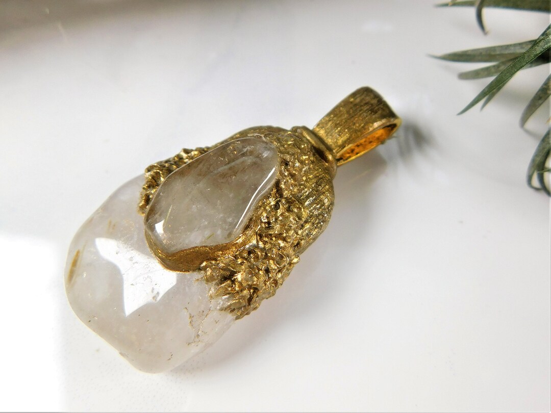 Rutilated Quartz Pendant, Rutilated Smoky Quartz Pendantnt, Golden ...
