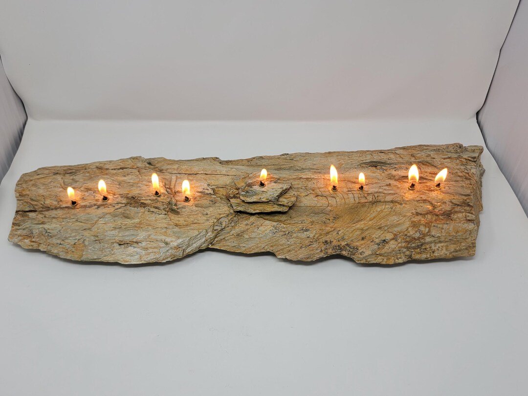 Hand Carved Slate Stone Menorah: Handmade Hanukkah Gift - Etsy
