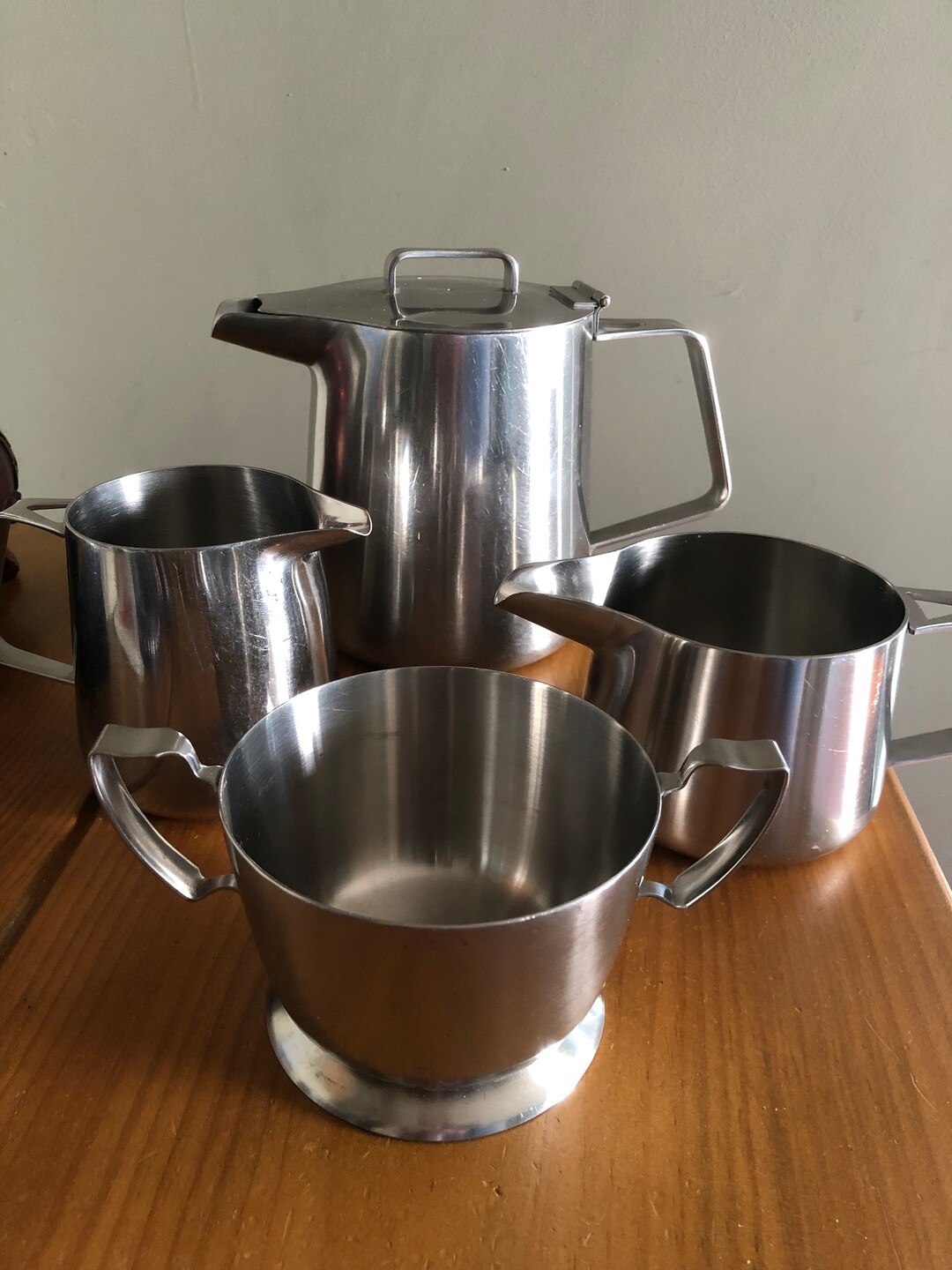 Vintage Midcentury Danish Style Old Hall Oriana Tea Set Robert Welch Stainless Steel Mid Century ...